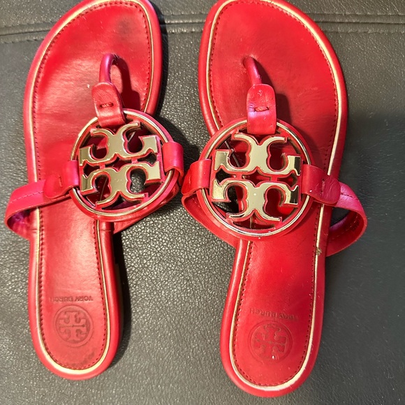 Tory Burch | Shoes | Tory Burch Red Sandals With Iconic Medallion ...